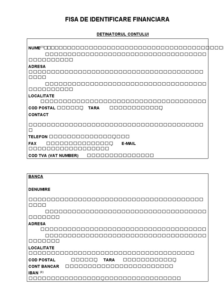 Fisa Identificare Financiara | PDF