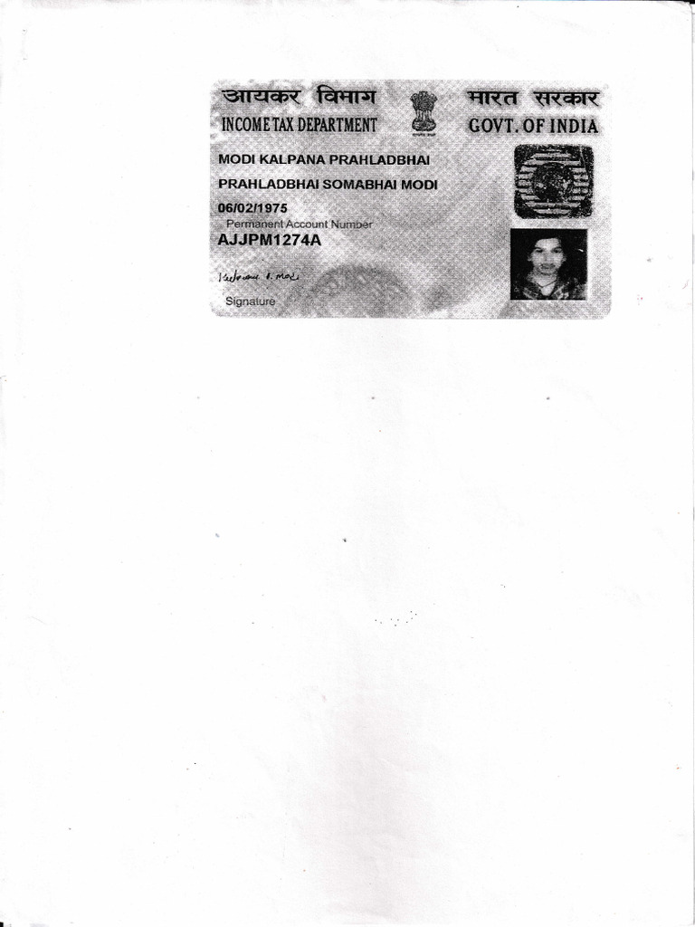 Kalpana Ben Pan Card | PDF