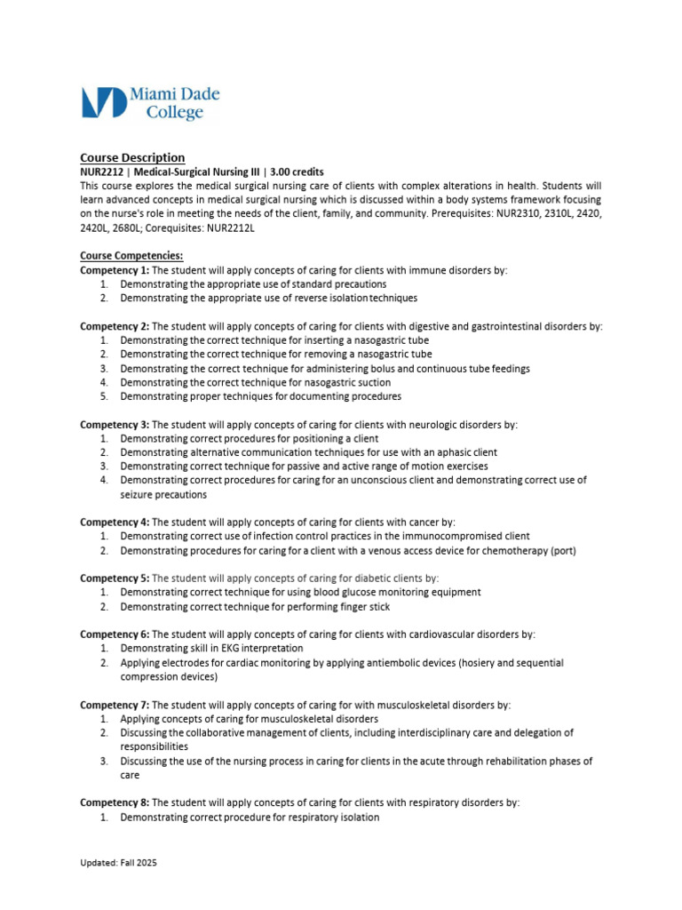 Medical-Surgical Nursing III Course Overview | PDF | Intravenous ...