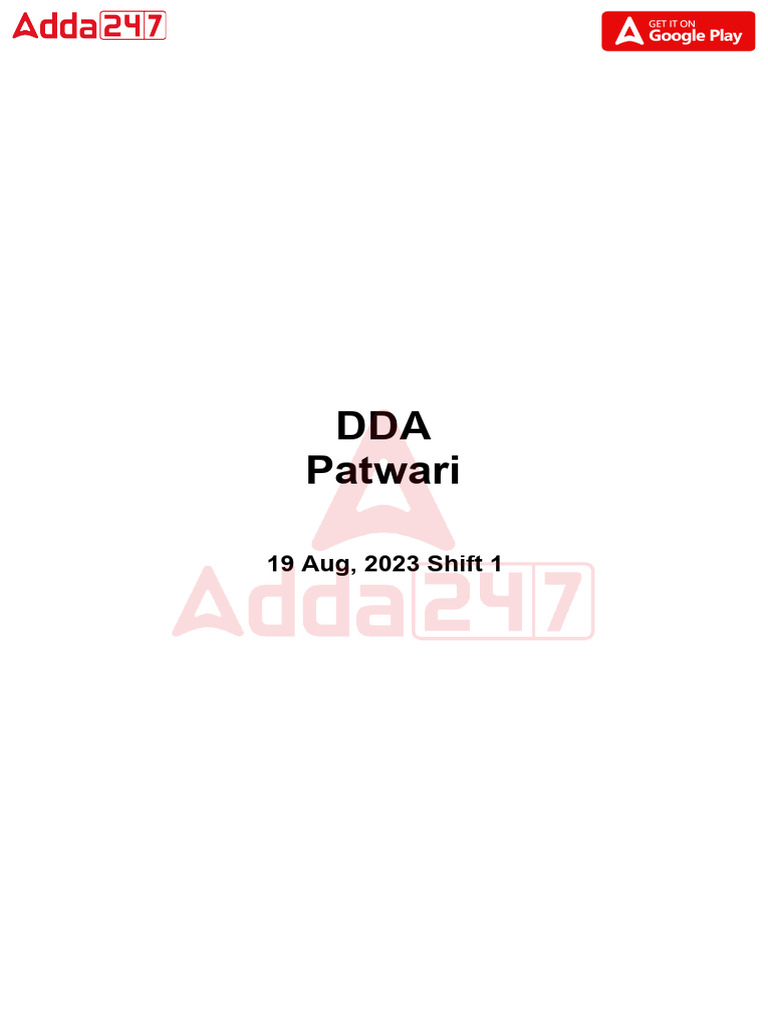 DDA-Patwari-Official-Paper-Held-On_-19-Aug-2023-Shift-1 (1) | PDF