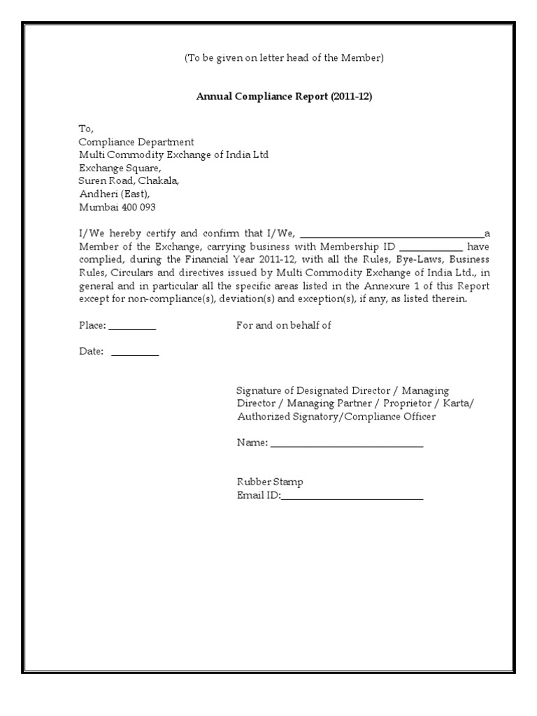 Annual Compliance Report 2011-12 | PDF | Government | Economies