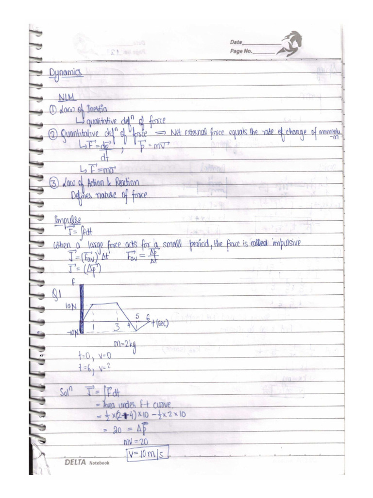 Physics Notes Class 11 Dynamics Notes | PDF