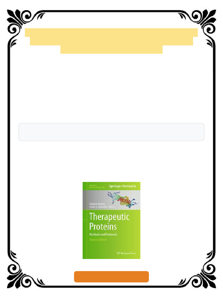 Therapeutic Proteins Methods and Protocols 2nd Edition Dimiter S ...