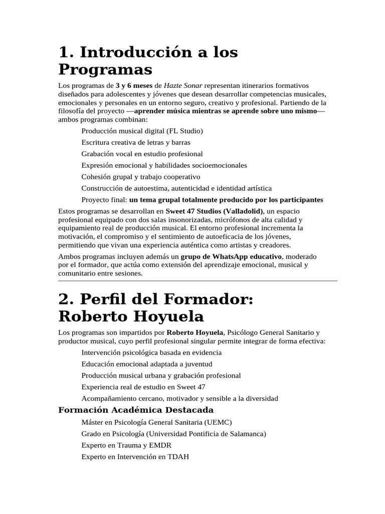 Hazte Sonar - Programas 1 - 3meses | PDF | Ritmo | Las emociones