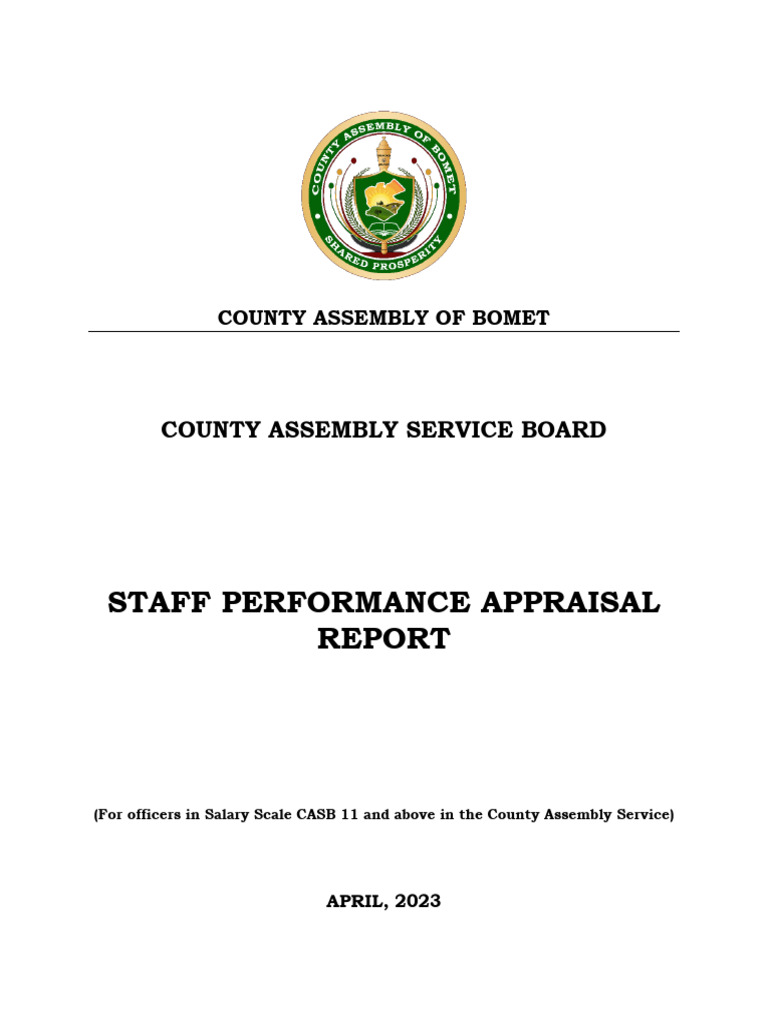 Bomet County Assembly Staff Appraisal Report | PDF | Performance ...