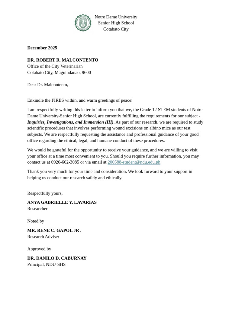 Letter To Vet Fixed | PDF
