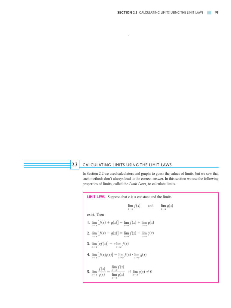 X F X X: Calculating Limits Using The Limit Laws | PDF | Calculus ...
