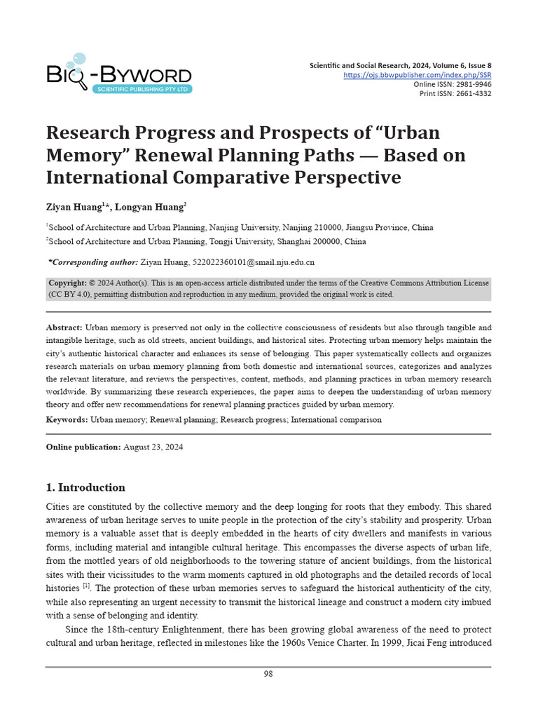 Research Progress and Prospects of Urban Memory Re | PDF | Quantitative ...