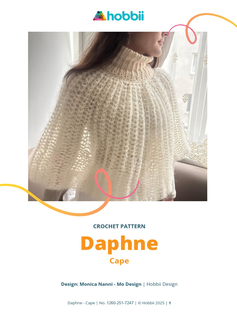 Crochet Pattern for Daphne Cape | PDF | Crochet | Textile Arts