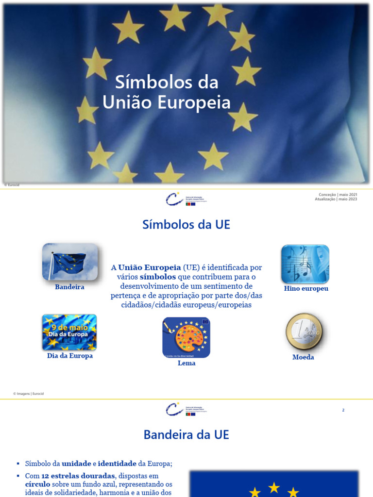 Símbolos da União Europeia Explicados | PDF | União Europeia | Euro