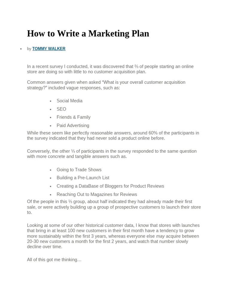 How To Write A Marketing Plan | PDF | Pricing | Marketing