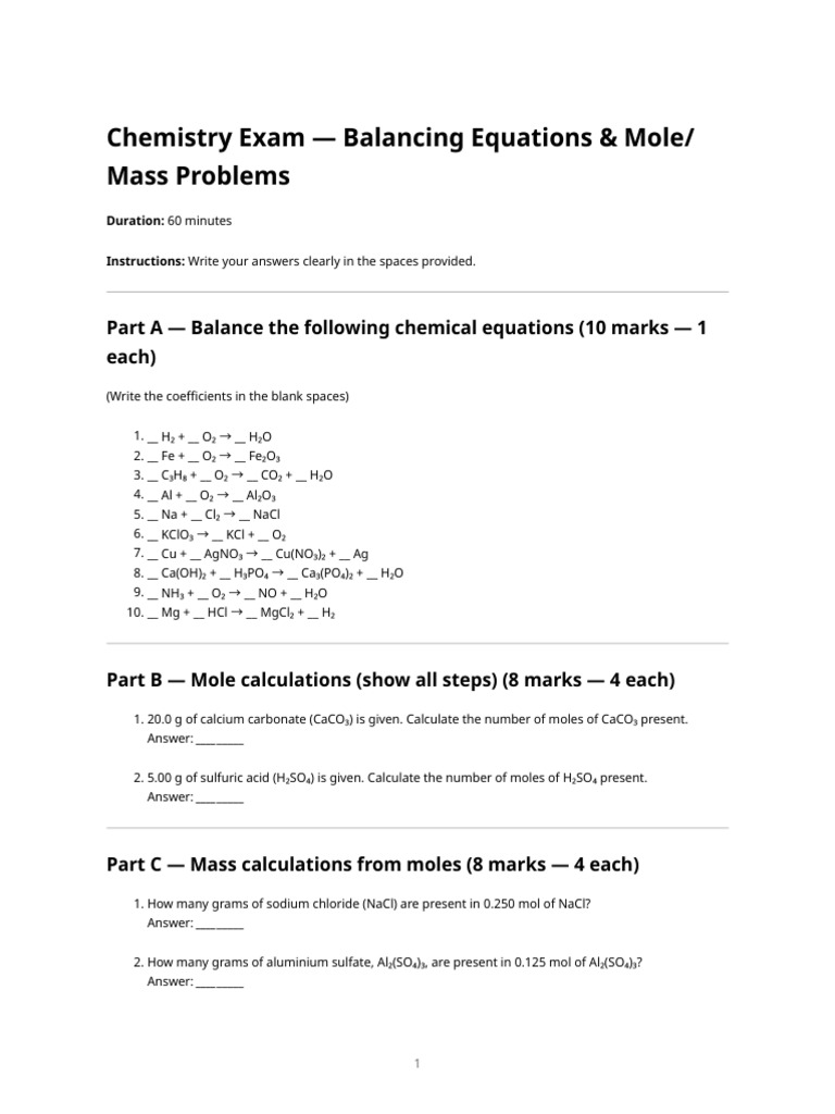 Chemistry Worksheet - Atoms, Symbols & Charges | PDF