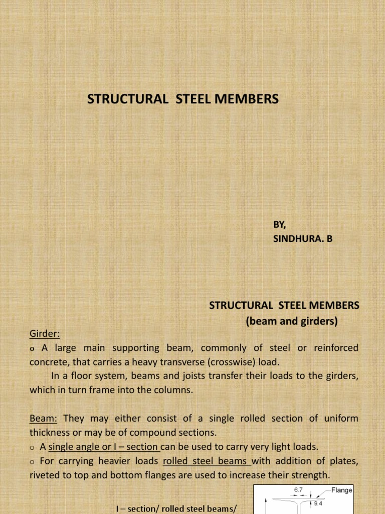 Structural Steel Members: BY, Sindhura. B | PDF | Beam (Structure ...