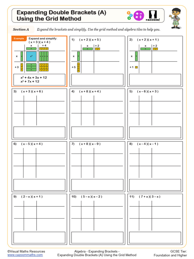 Expand Double Brackets Using Grid Method | PDF | Mathematics