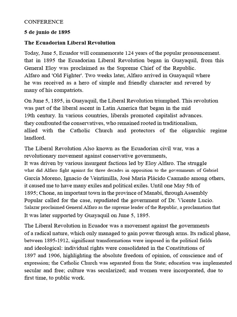 CONFERENCE June 5 Liberal Revolution 2019 | PDF | Ecuador | Political ...