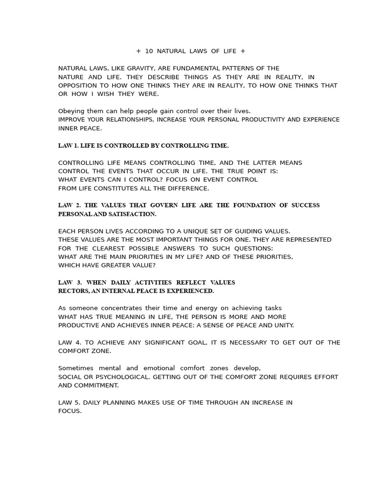 10 Essential Natural Laws of Life | PDF | Self Esteem | Cognition