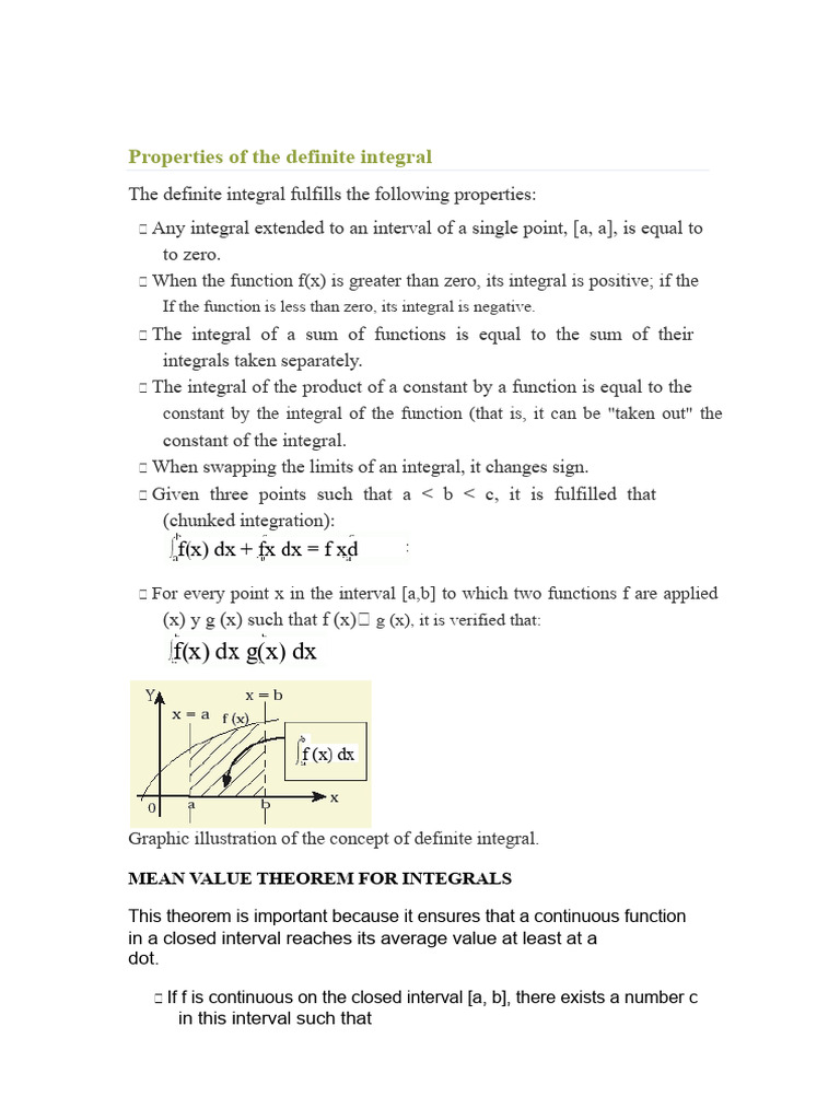 Definite Integral Properties Explained | PDF | Integral | Function ...
