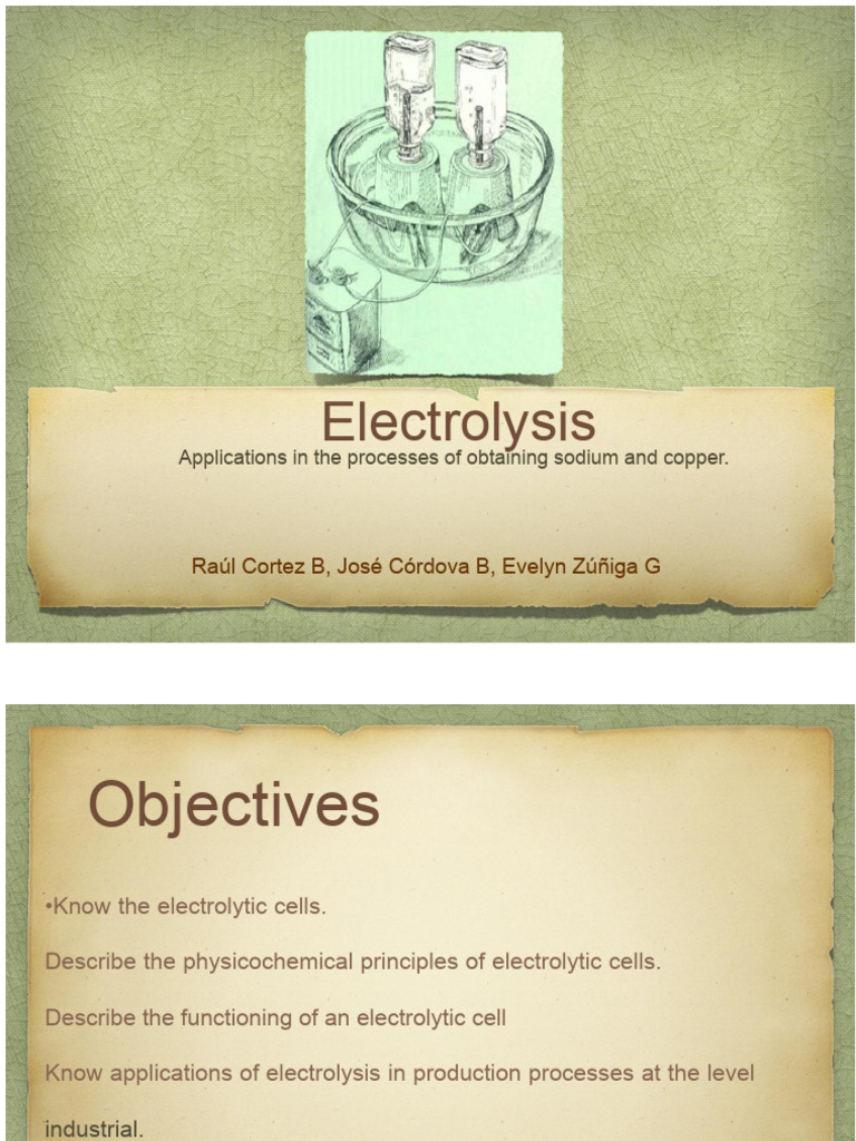Electrolysis Presentation | PDF | Electrochemistry | Redox