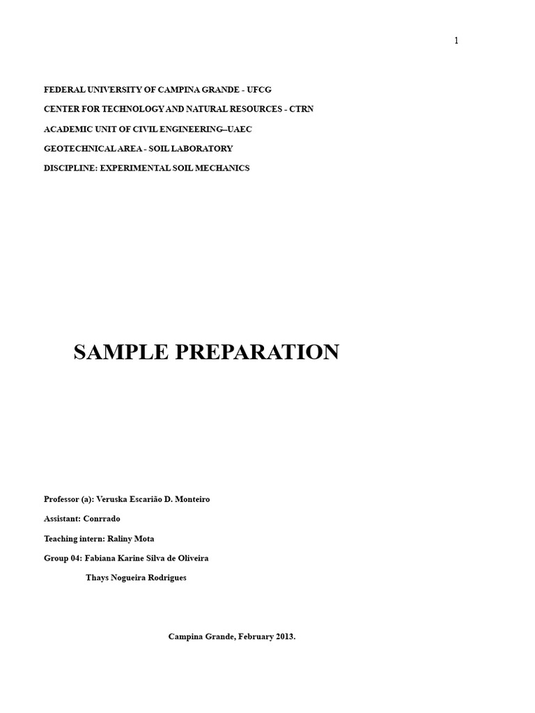 Soil Sample Preparation Techniques | PDF