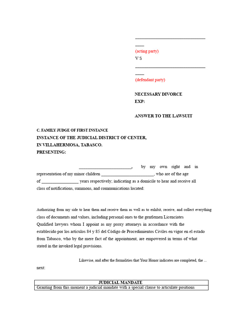 Response to Divorce Petition | PDF | Lawsuit | Divorce