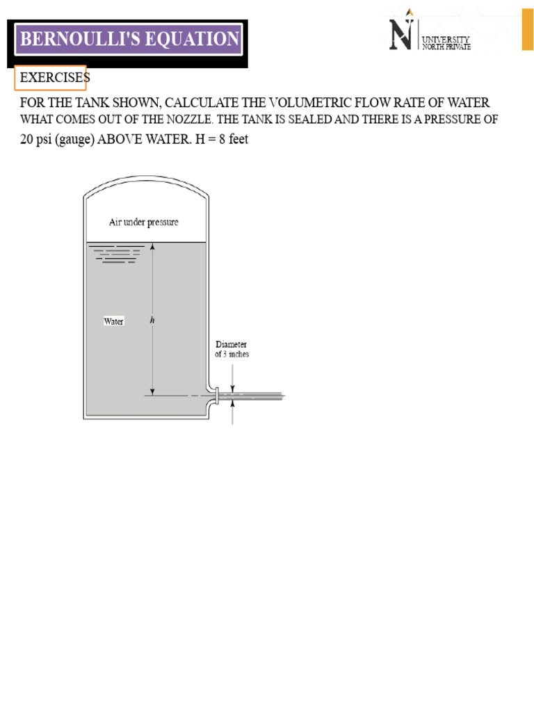 06f Exercises Bernoulli's Equation | PDF