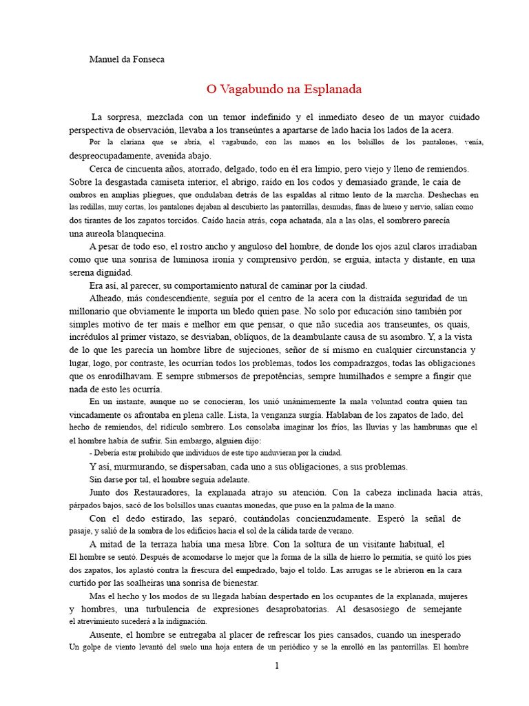 ManueldaFonseca El Vagabundo en La Esplanada | PDF