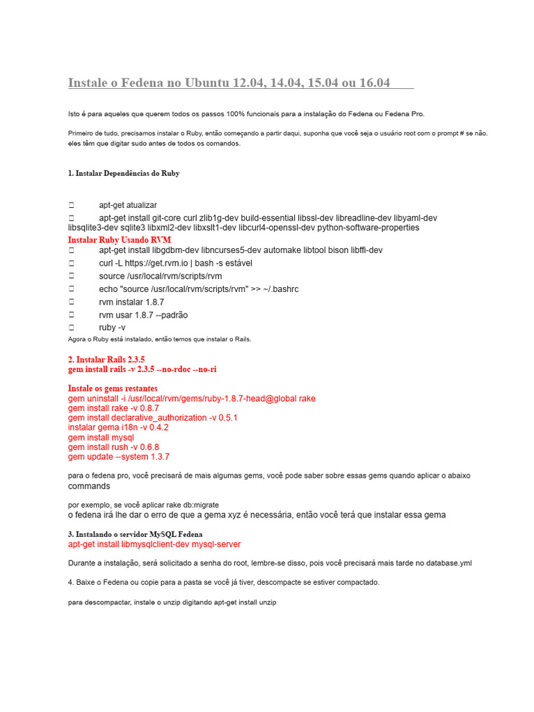 Guia de Instalação do Fedena | PDF | Programas | Informática