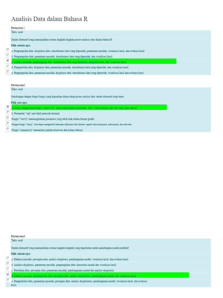 Proses Analisis Data dengan R | PDF