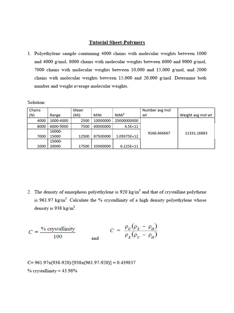 Solution Tutorial POLYMER-Nov 2021 | PDF