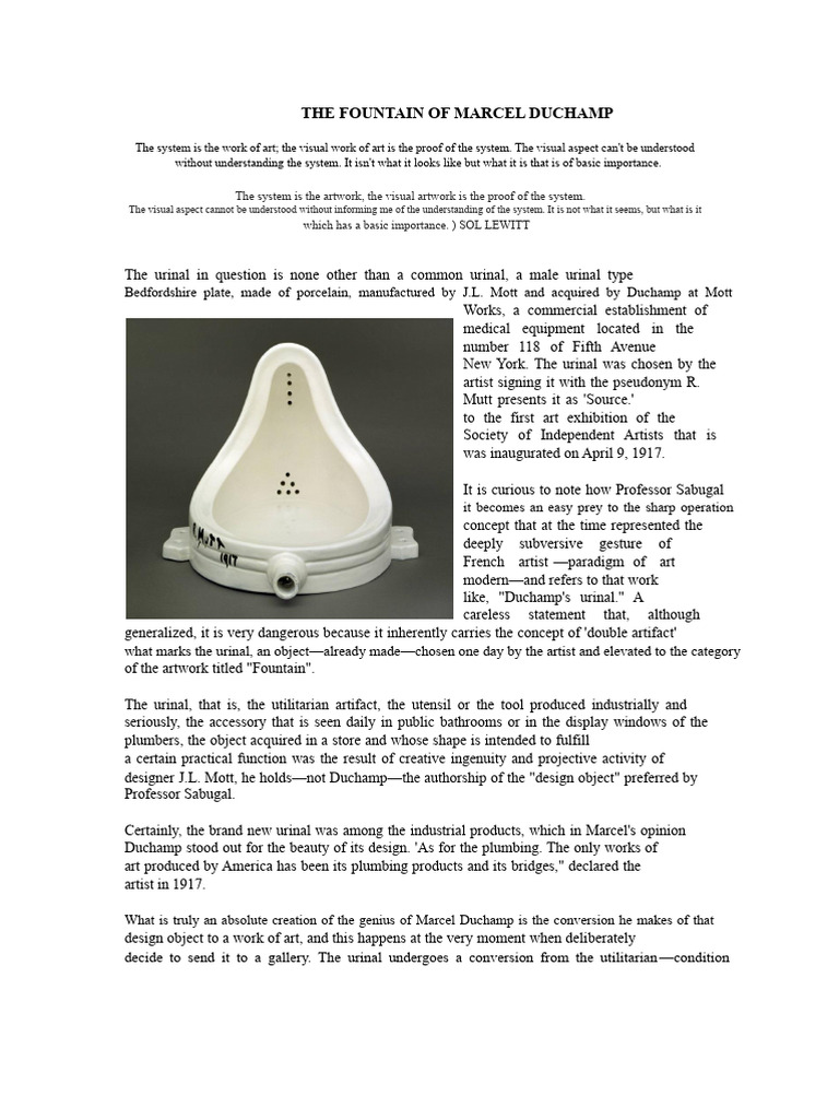 Duchamp's Fountain: Art or Design? | PDF | The Arts | Modern Art