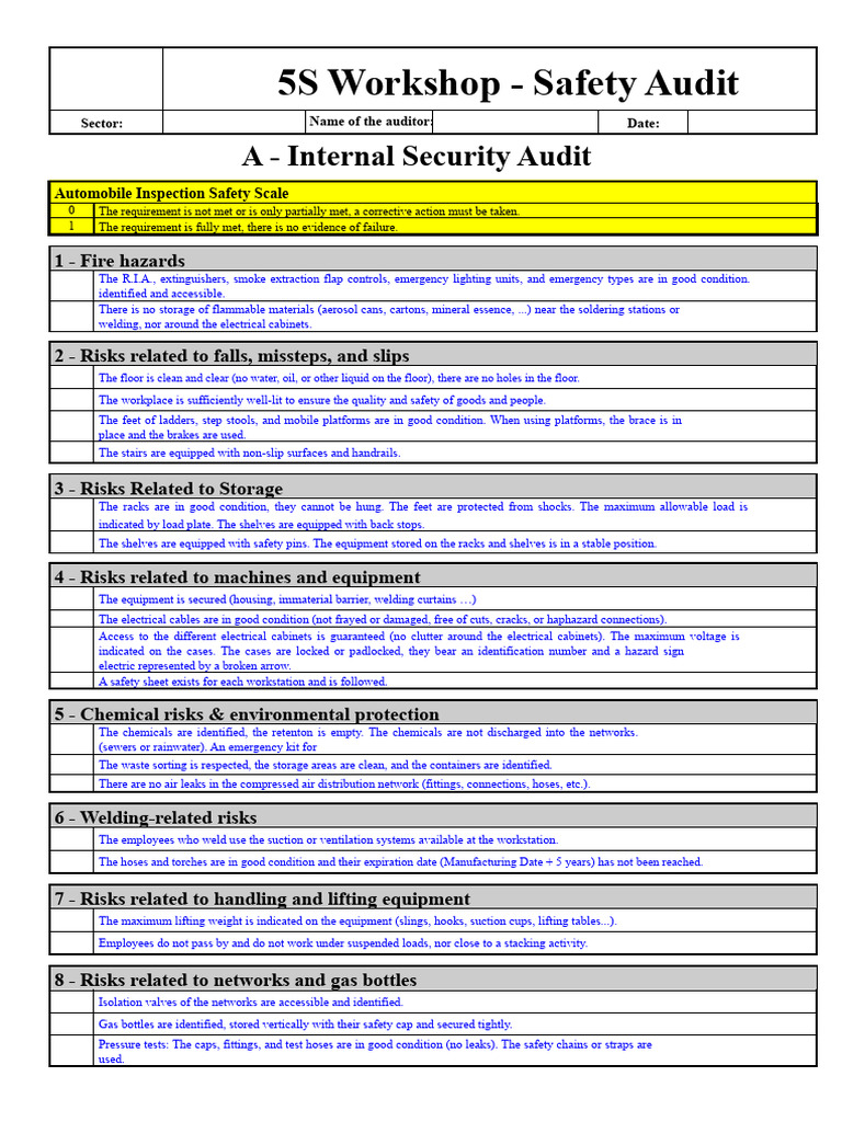 5S Audit Framework DRAFT | PDF | Audit | Leak