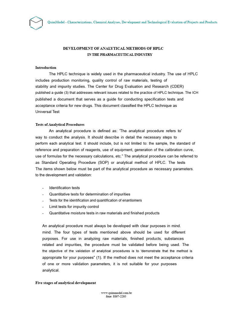 Development of HPLC Analytical Methods | PDF | High Performance Liquid ...