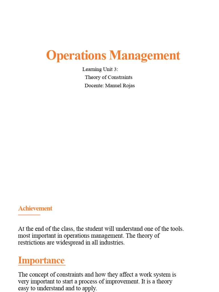 Understanding the Theory of Constraints | PDF | Inventory | Economies