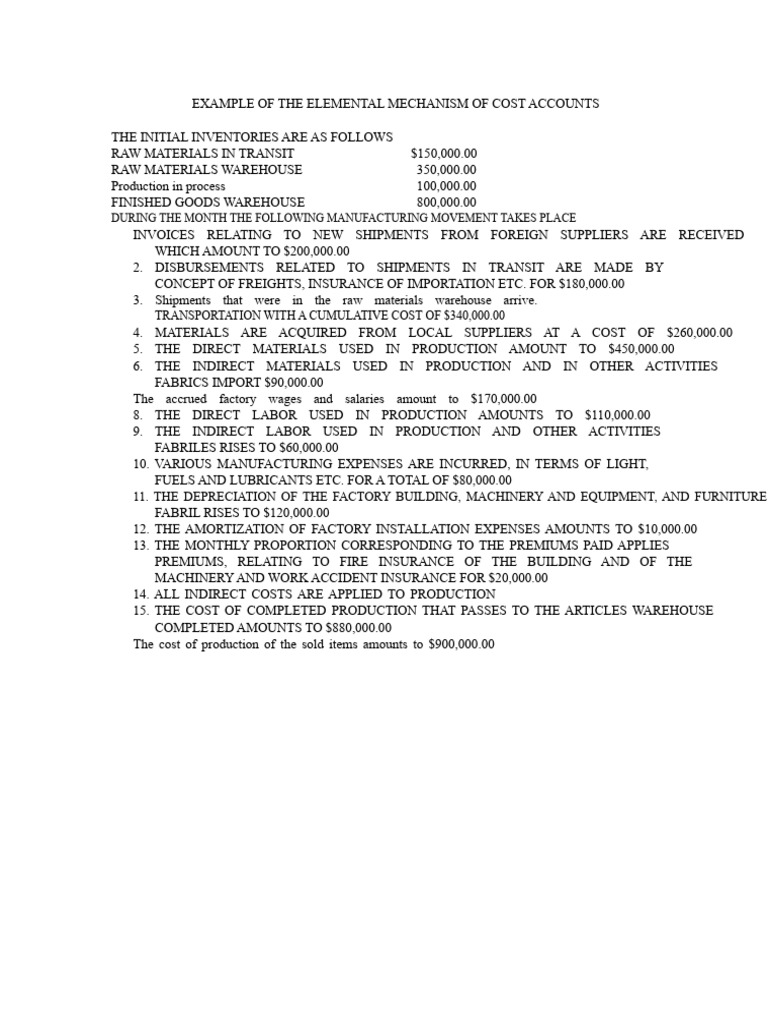 Elemental Cost Accounting Breakdown | PDF