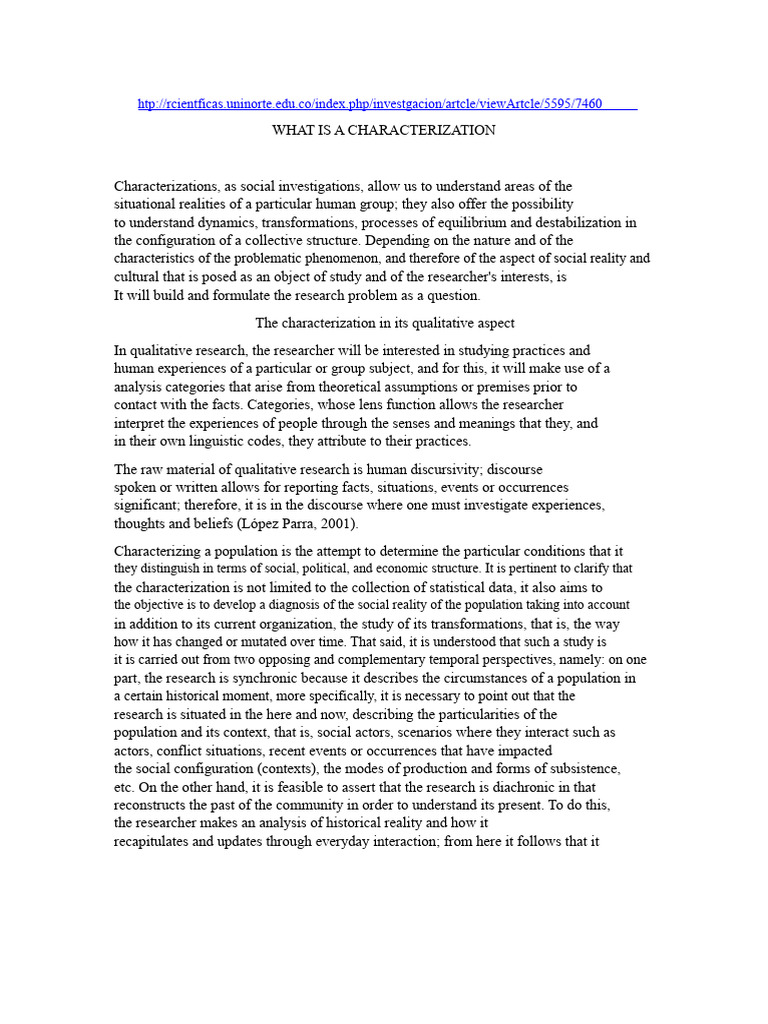 Understanding Characterization in Research | PDF | Theory | Information