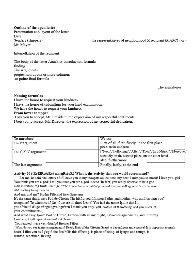 Outline of The Open Letter | PDF