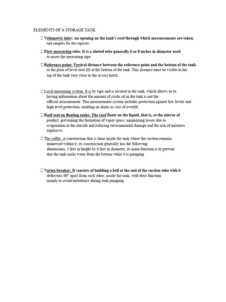 Key Components of Storage Tanks | PDF