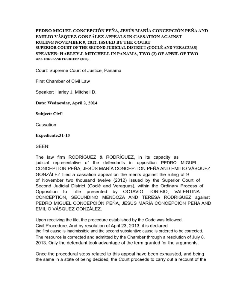 Civil Law Jurisprudence - Panama | PDF | Witness | Testimony
