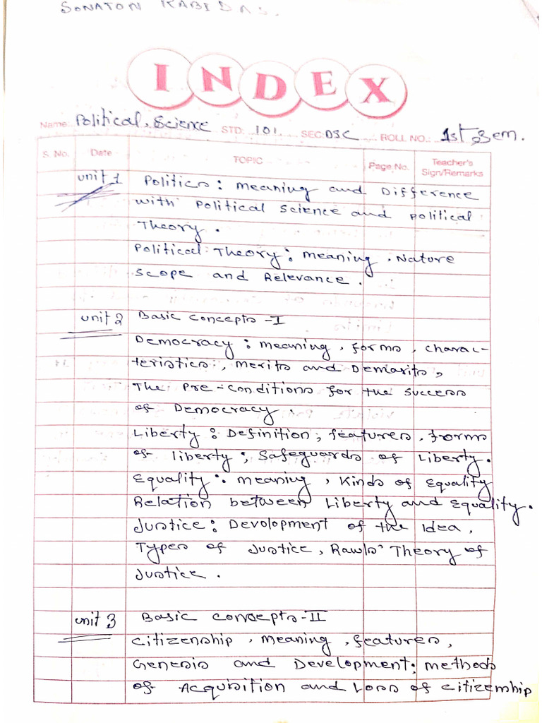 101 Political Science All Units. DSC Important | PDF