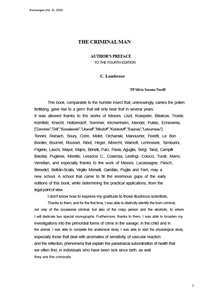 Understanding Born Criminals: Lombroso's Insights | PDF | Crimes ...