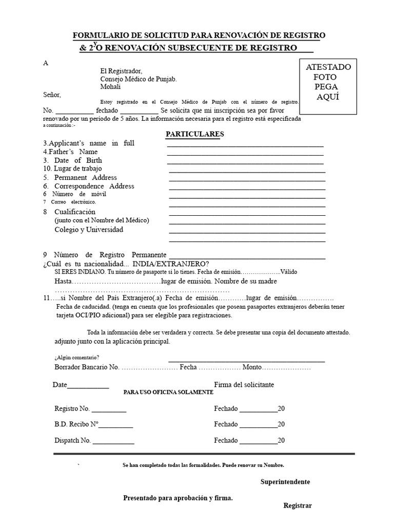 2 O Renovación Subsecuente de Registro | PDF