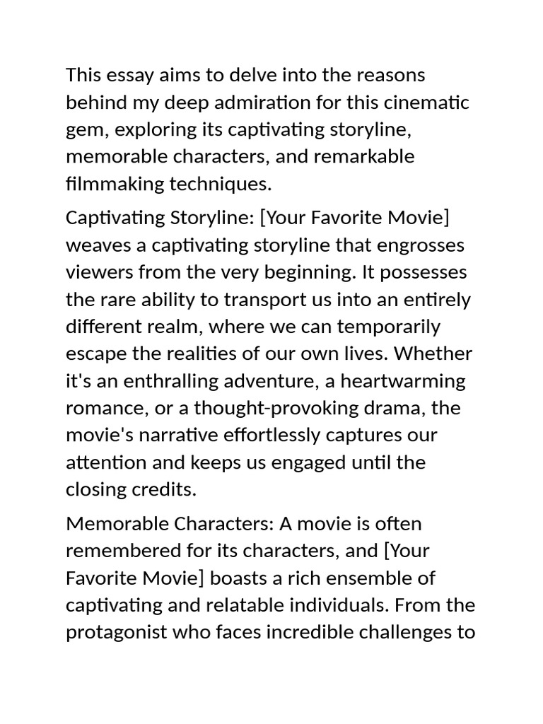 Why I Love My Favorite Movie | PDF | Cinematography