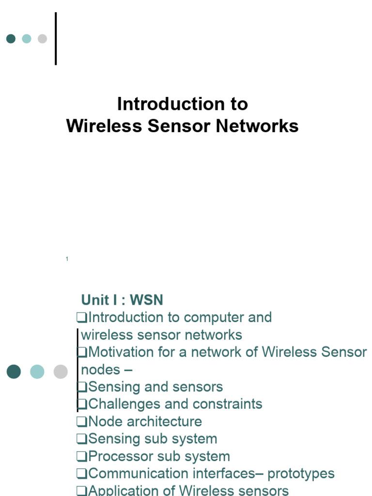 Intro To WSN | PDF | Wireless Sensor Network | Wireless Ad Hoc Network
