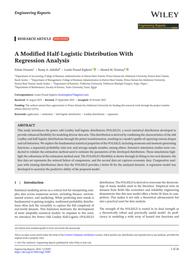 A Modified Half-Logistic Distribution With Regress | PDF | Statistics ...