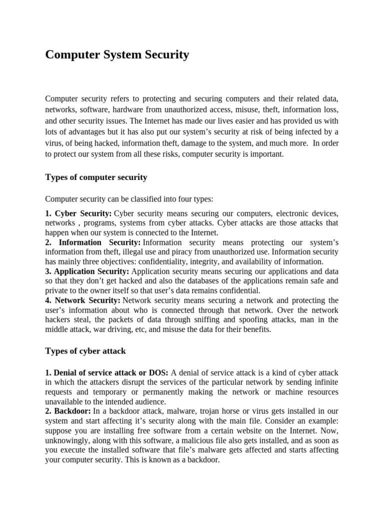 Computer System Security Notes Unit-1 | PDF | Security | Computer Security