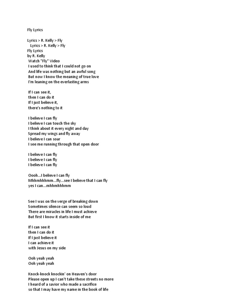 R.kelly Fly Lyrics | PDF | Religious Belief And Doctrine | Theology
