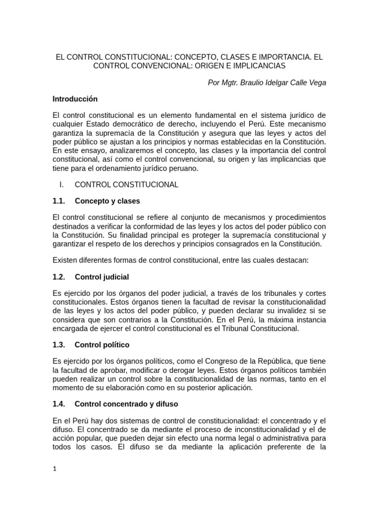 El Control Constitucional 12 | PDF | Constitución | Caso de ley