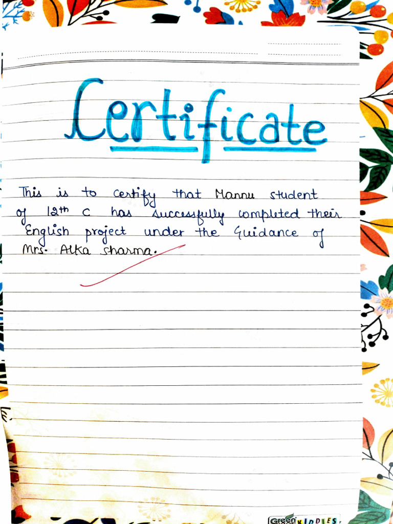 Project File of Class 12th English | PDF