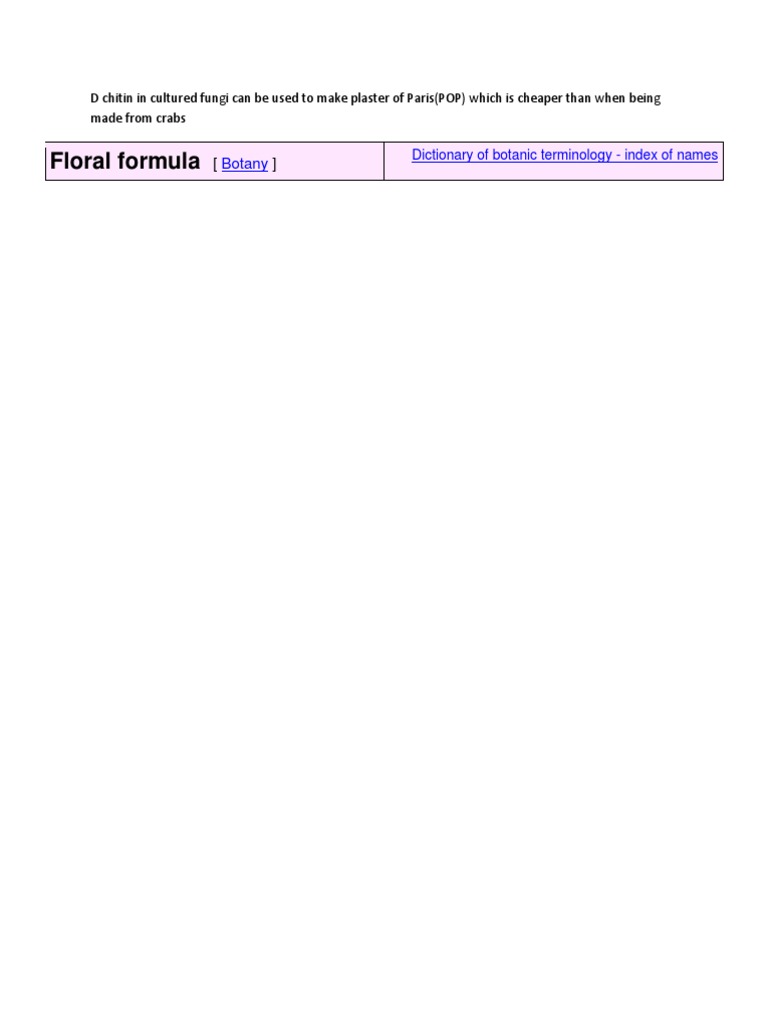 Floral Formula: Botany | PDF | Flowers | Spore