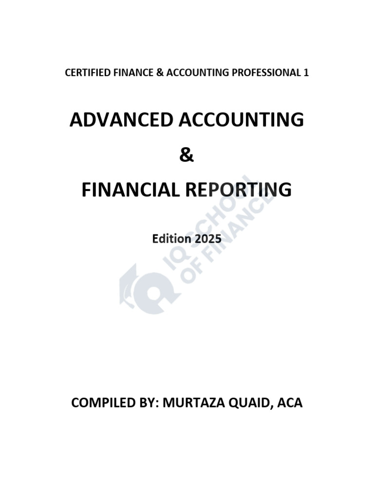 CFAP 1 - Volume 1 (MQ) - Edition 2025 | PDF | International Financial ...